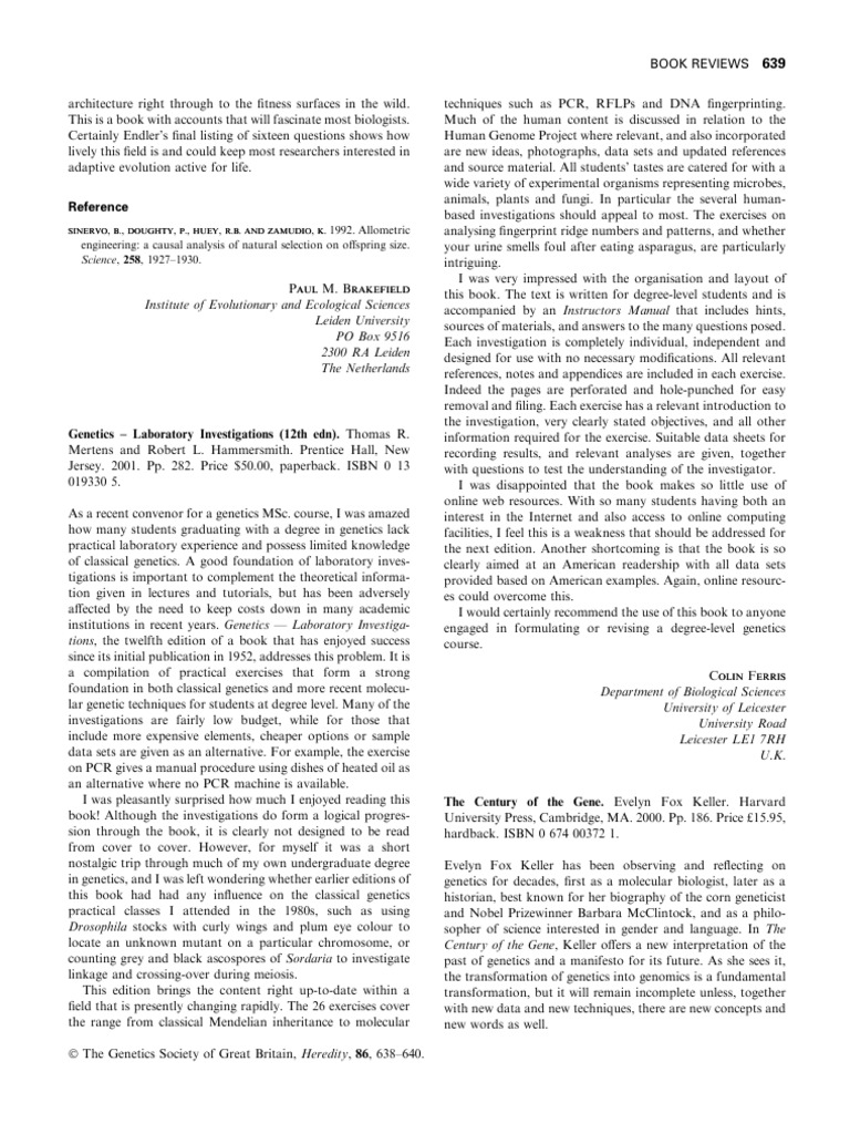 Genetics – Laboratory Investigations (12th edn) | PDF | Heredity | Genetics