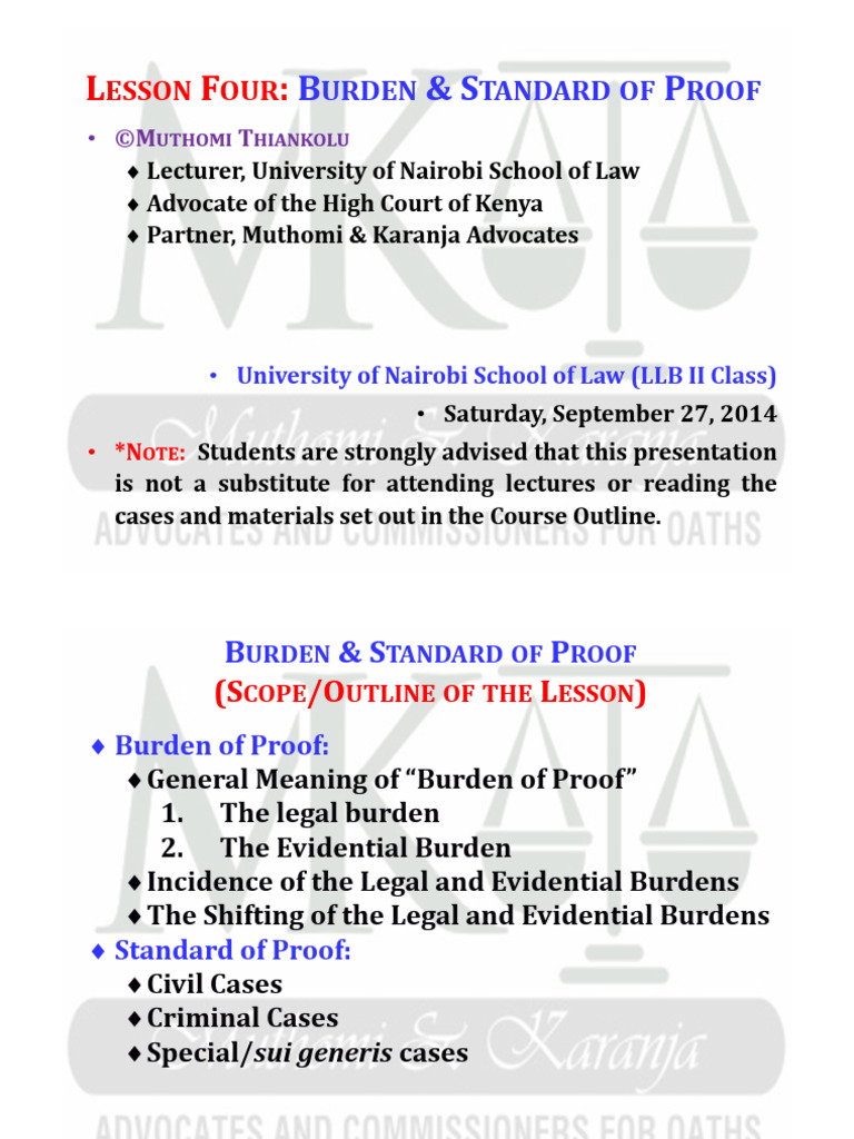 Burden and Standard of Proof Explained | PDF | Burden Of Proof (Law ...