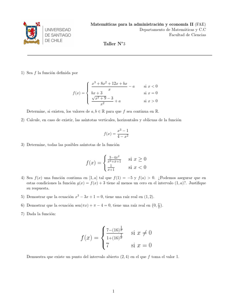 Taller 3_MAyEII | PDF | Matemática Elemental | Conceptos matemáticos