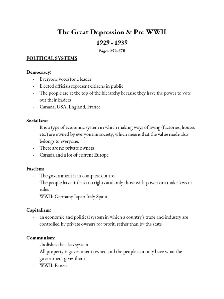 The Great Depression & Pre WWII | PDF | Great Depression | Nazi Germany