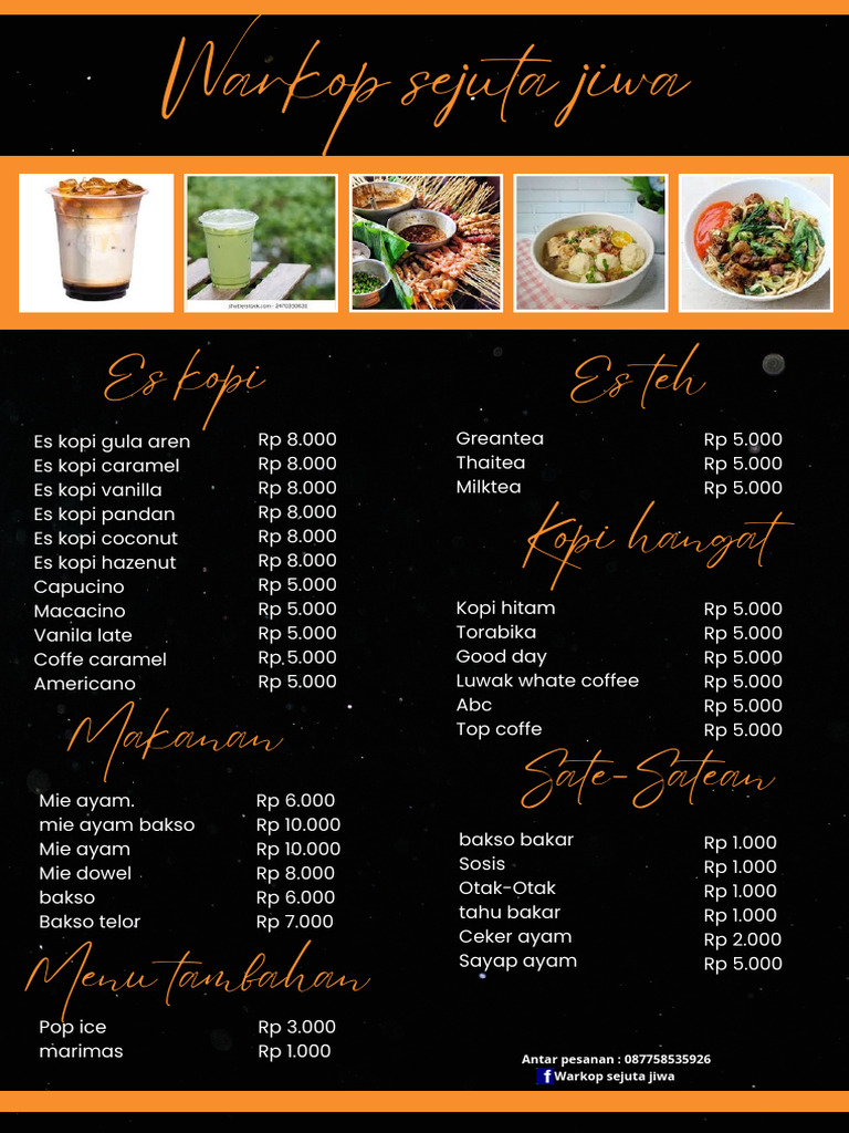 Hitam Oranye Modern Ilustrasi Daftar Menu Resto Makan - 20241013 ...