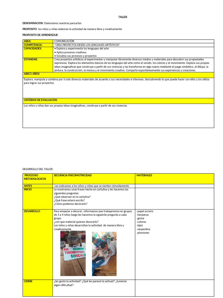 Taller 5 Años Lis 1 | PDF | Cognición