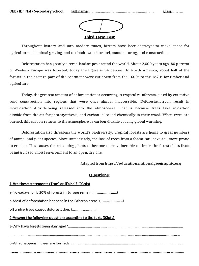 Deforestation Impact and Assessment Test | PDF | Deforestation | Forests