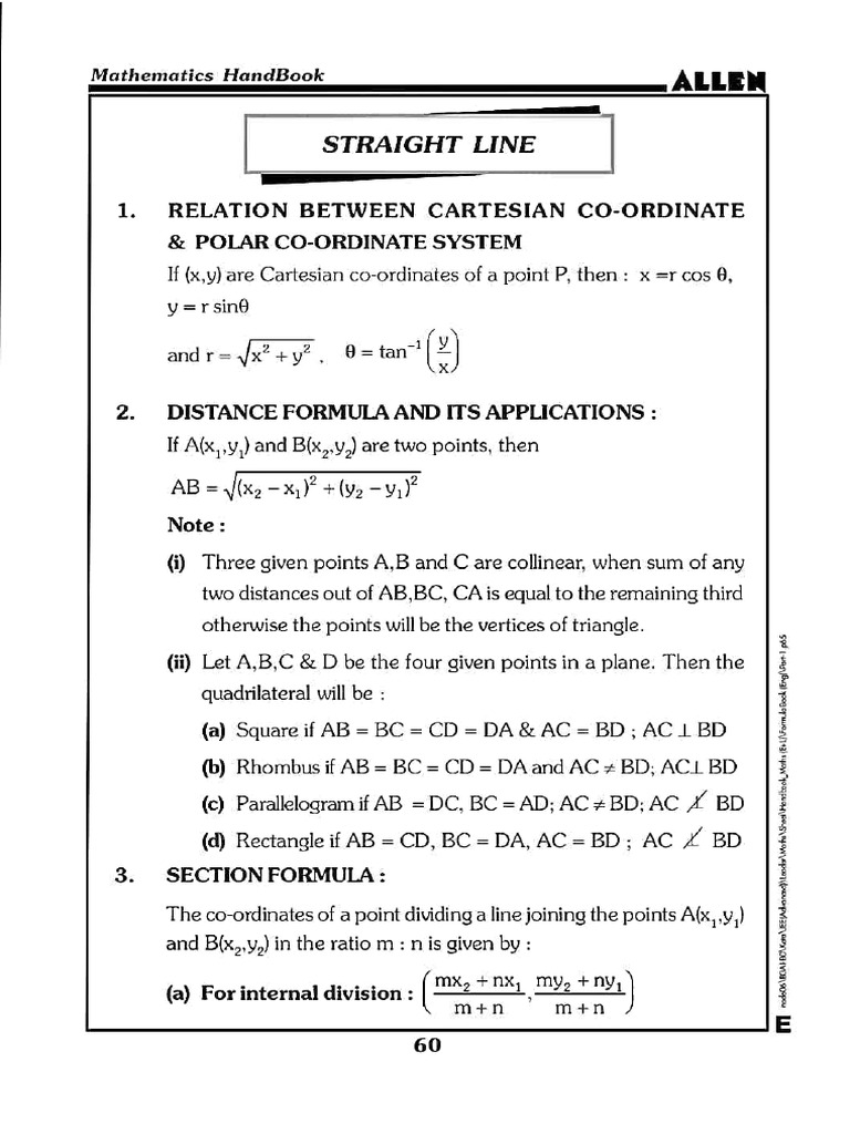 Maths Handbook Allen | PDF