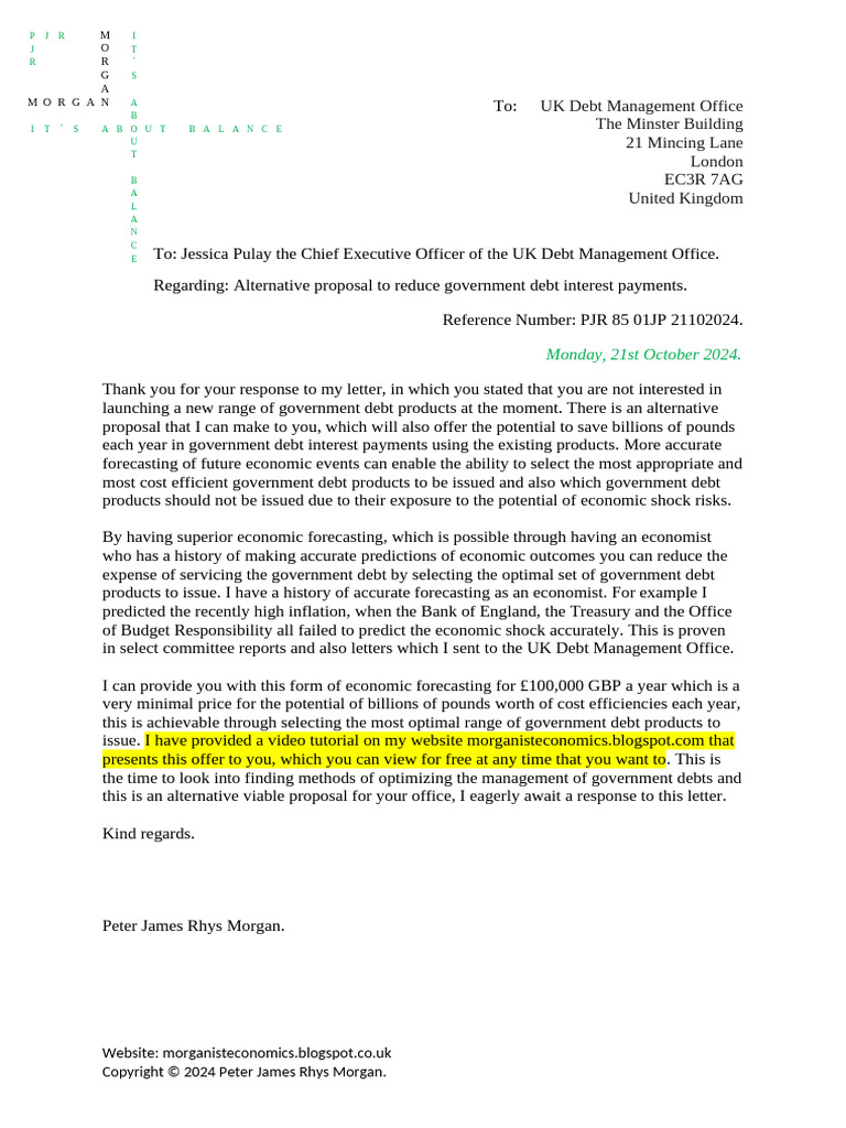 Scribd Letter to the Chief Executive Officer of the UK Debt Management ...