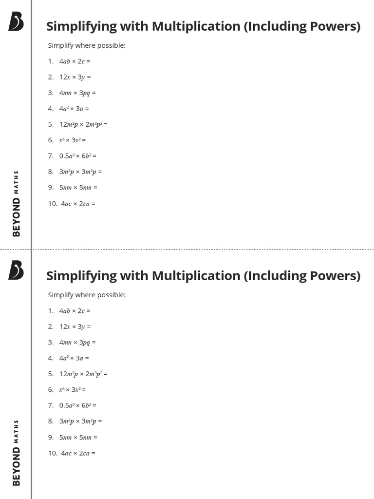 Simplifying With Multiplication | PDF