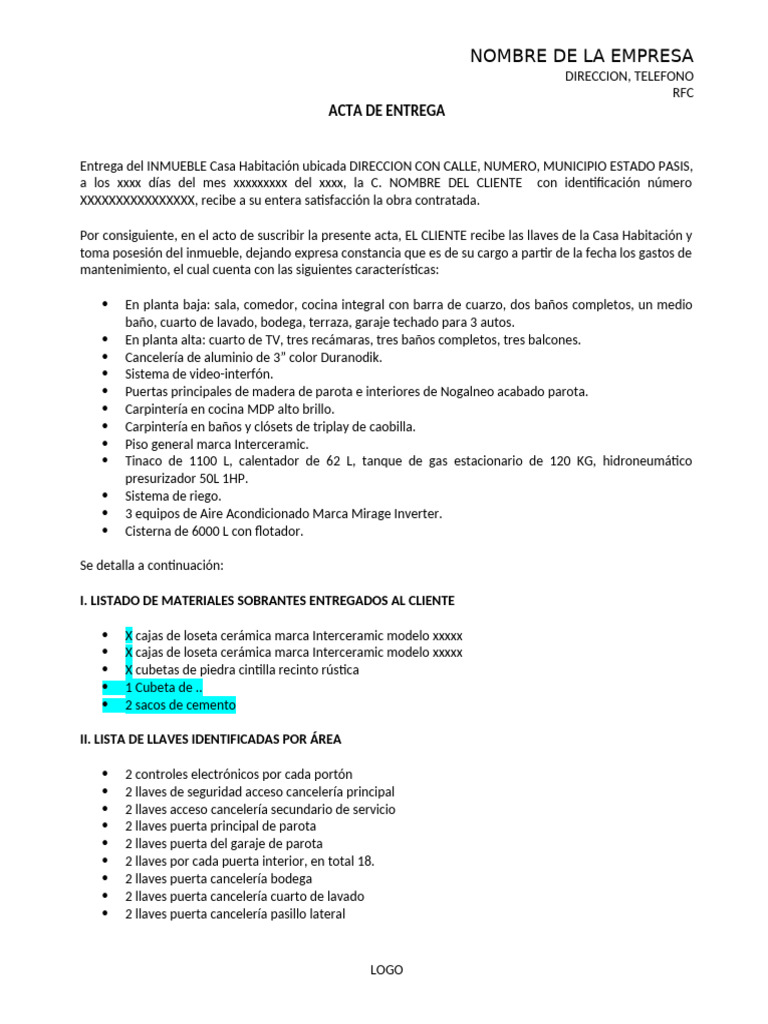 Acta de Entrega - 1 | PDF