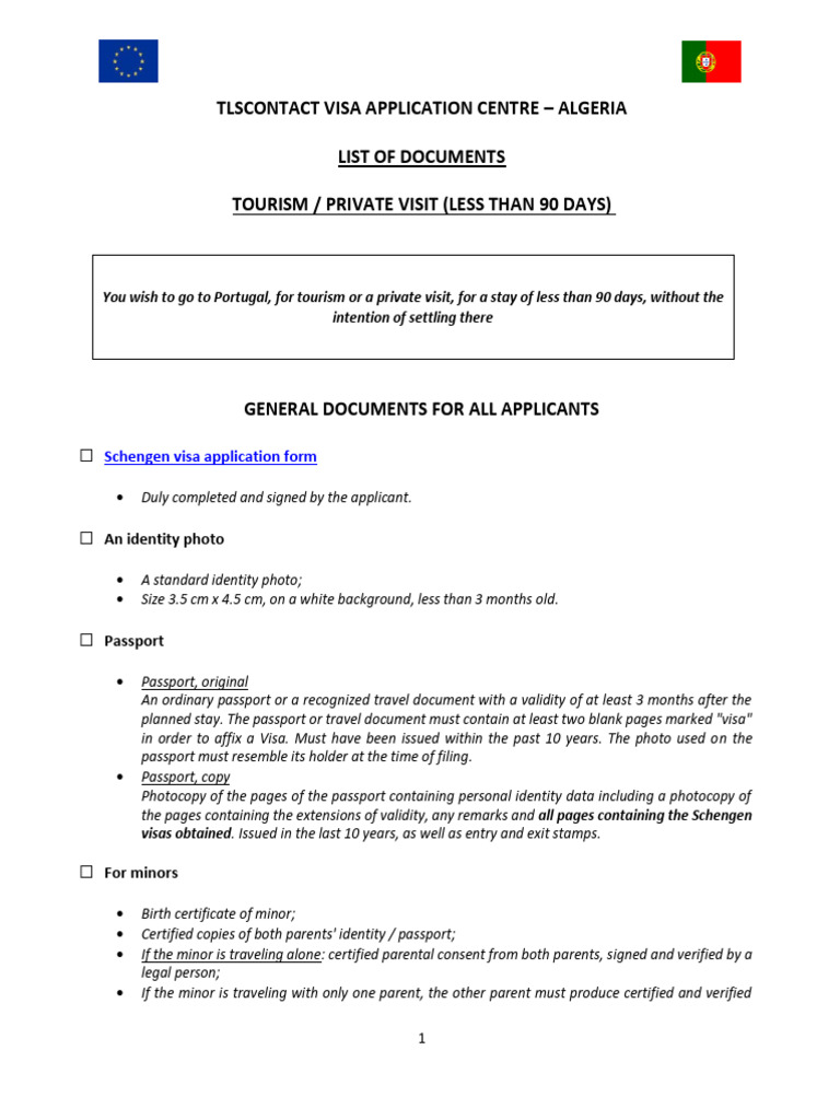 Tlscontact Documents List Dz2pt Touristique-Privee en | PDF | Travel ...