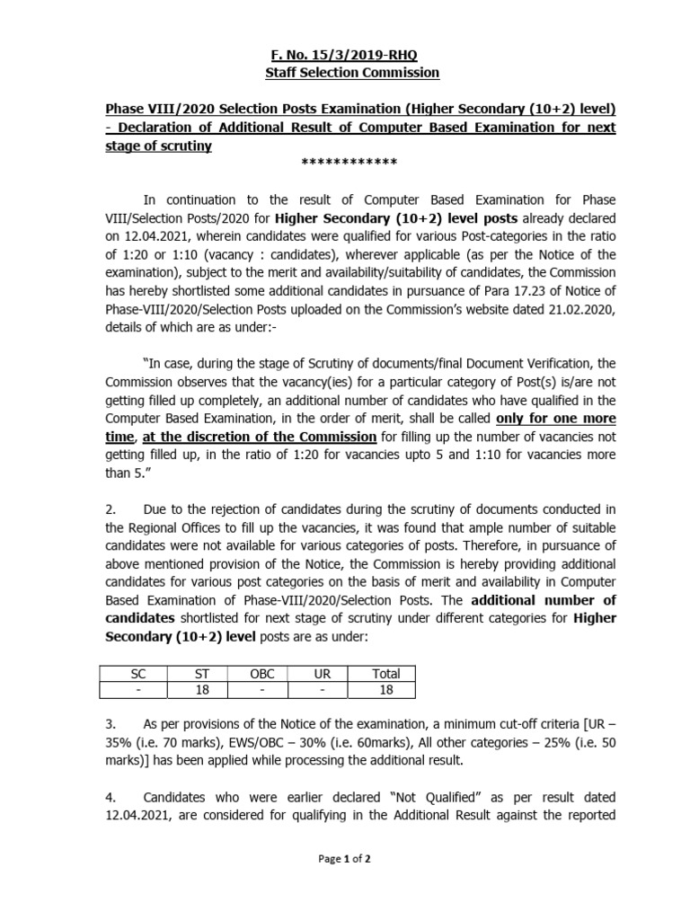 Additional Result Writeup Phase VIII NR14220 21072023 | PDF