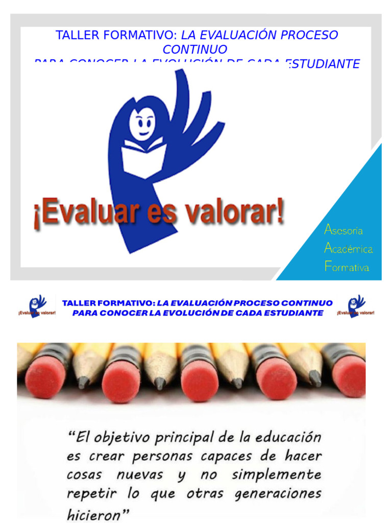 Taller de Evaluación Formativa ... | PDF | Aprendizaje | Evaluación