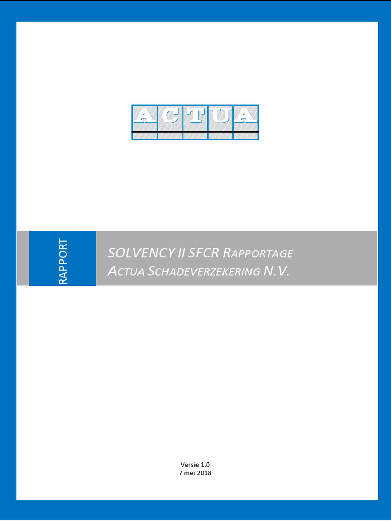 Solvency Rapportage SFCR 07052018 | PDF