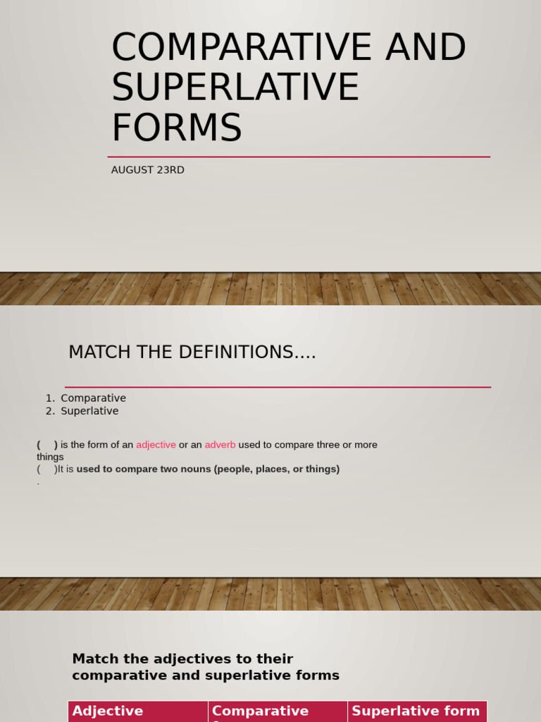 Comparative and Superlative Forms Grammar Drills Grammar Guides 137631 ...