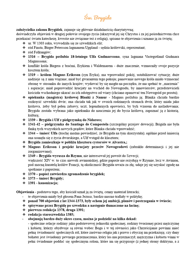 Św. Brygida | PDF