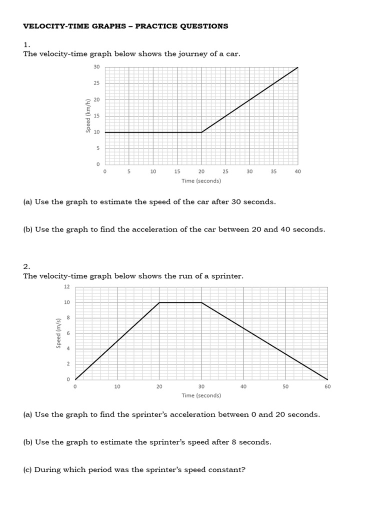 VELOCITY-TIME-GRAPHS,worksheet | PDF | Acceleration | Speed