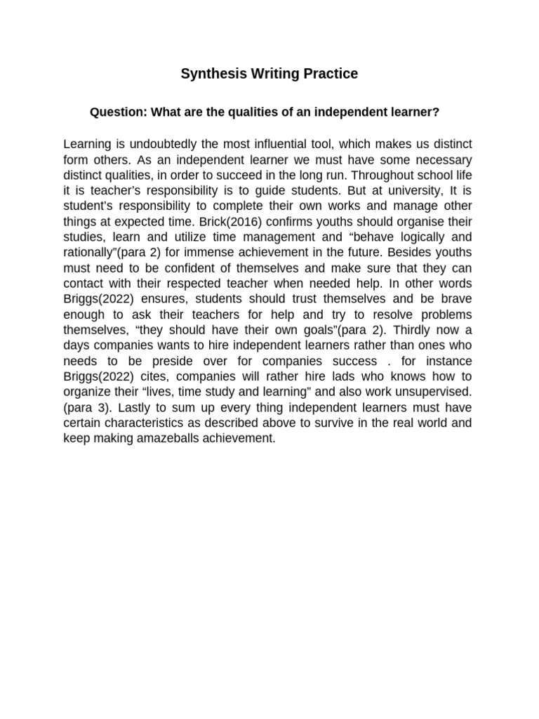 Synthesis Writing Practice 2 | PDF