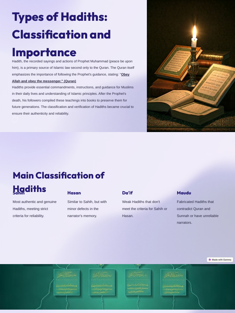 Types of Hadiths Classification and Importance. | PDF | Hadith | Banu Hashim