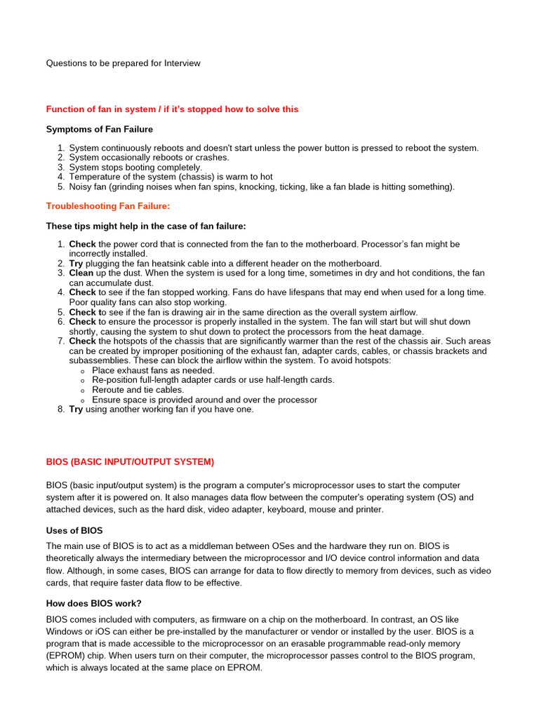 Interview questions (1) | PDF | Computer Data Storage | Read Only Memory