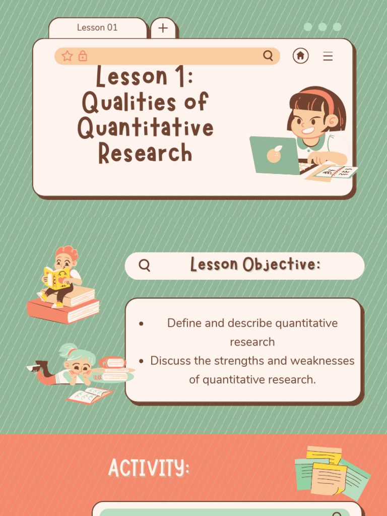 Unit 1 Lesson 1 Qualities of Quantitative Research 3 | PDF | Quantitative Research | Statistics