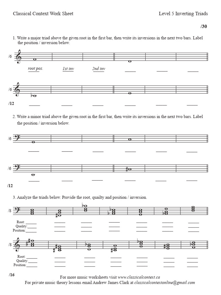 Level 5 Triads Inversion Worksheet-Merged-Compressed | PDF | Chord ...