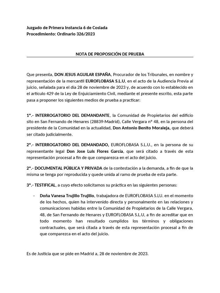 Nota de Prueba Ap Euroflobasa CP Vergara 48 | PDF | Derecho