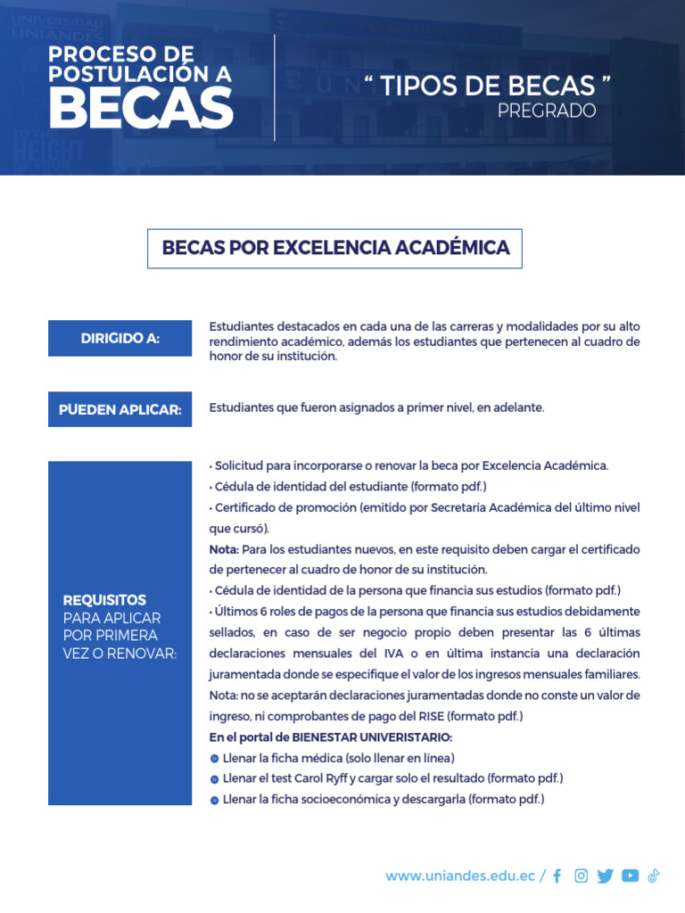 Tipos de Becas Universitarias | PDF