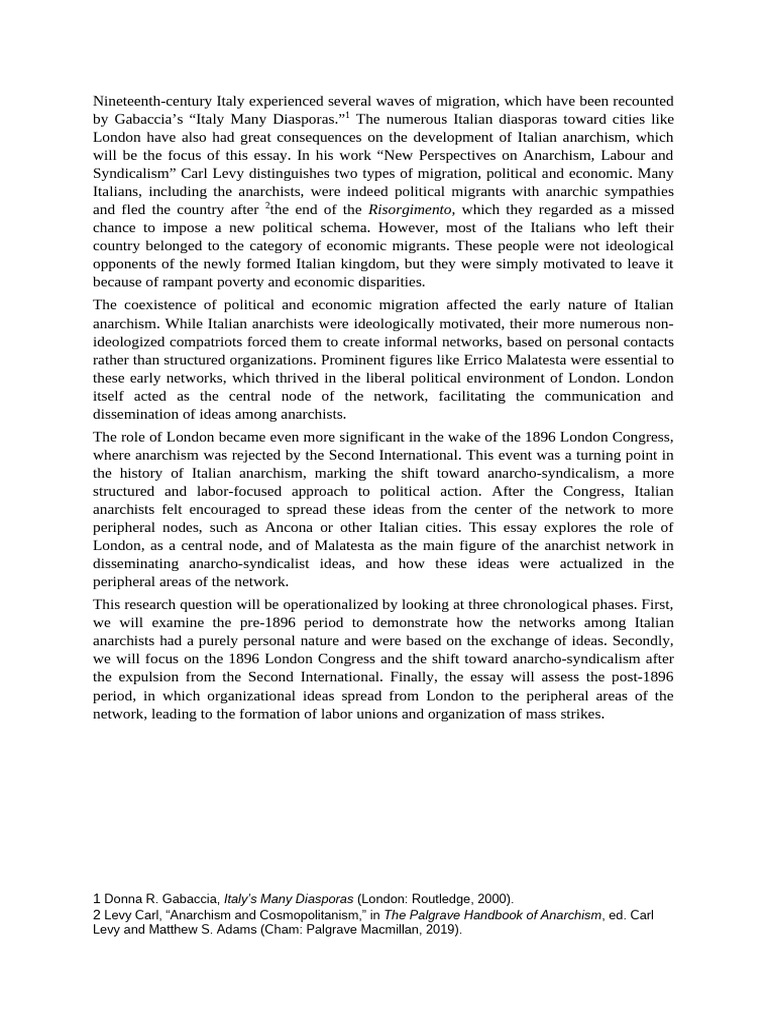 Essay introduction | PDF | Anarchism | Human Migration