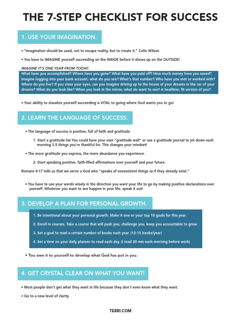 7 Step Checklist For Success Detailed | PDF | Gratitude