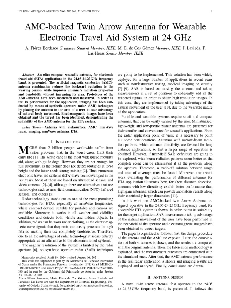 AMC-backed Twin Arrow Antenna For Wearable Electronic Travel Aid System ...