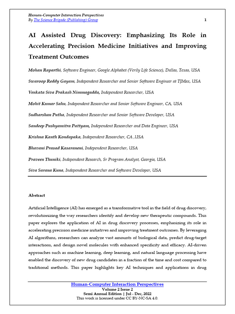 AI Assisted Drug Discovery | PDF | Personalized Medicine | Machine Learning