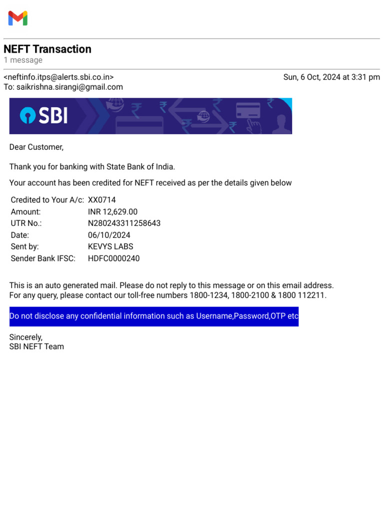 Gmail - NEFT Transaction (1) | PDF