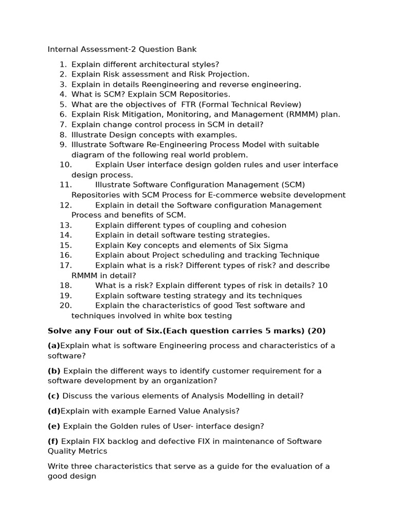 Ia2 Se Question Bank | PDF | Business | Computers