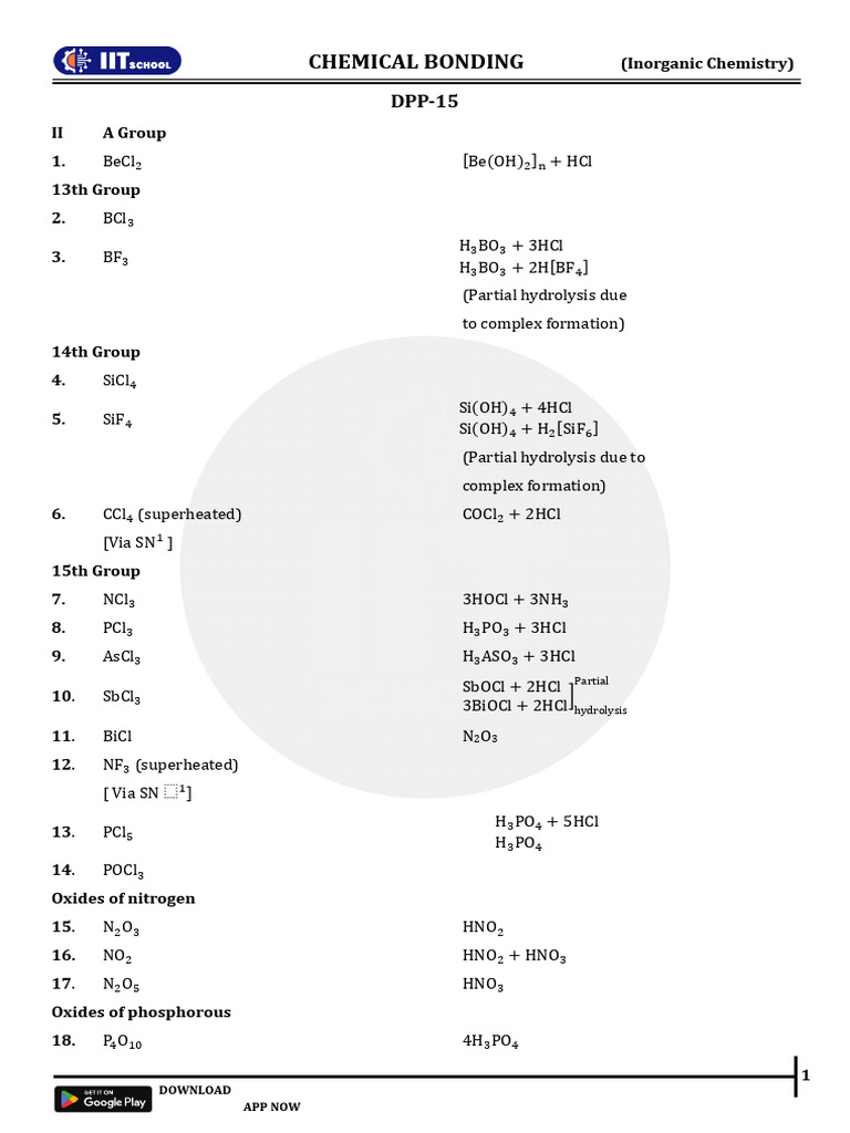 DPP - 15 - Chemical Bonding (12th Part) | PDF | Chlorine | Physical ...