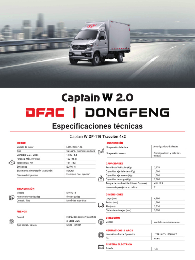 Dongfeng Captain W 2.0 Final | PDF | Eje | Tecnología de vehículos