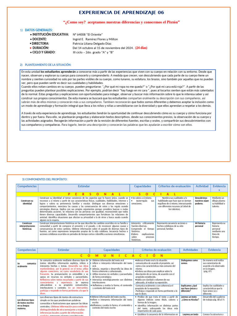 Experiencia de Aprendizaje N°06 | PDF | Geometría | Sustracción