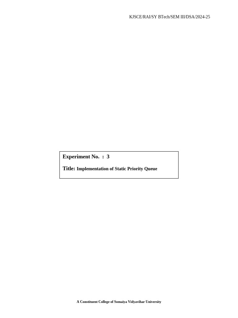 Exp3 Priority Queue 24-25 | PDF | Queue (Abstract Data Type) | Software Engineering