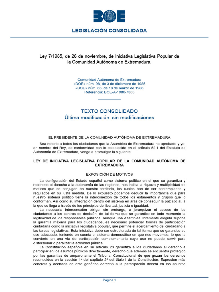 BOE A 1986 7305 Consolidado | PDF | Gobierno | Justicia