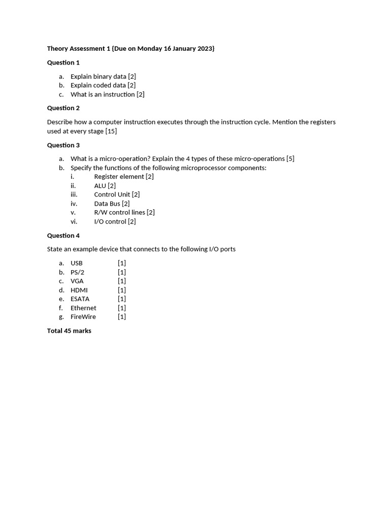 Assignment Computer Architecture And Servicing Pdf Computer Science