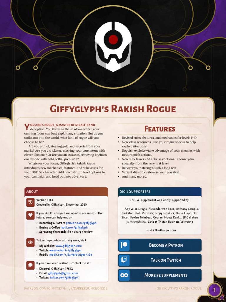 Giffyglyphs-Rakish-Rogue Dd5e PDF Latest en FC | PDF | Gary Gygax Games ...