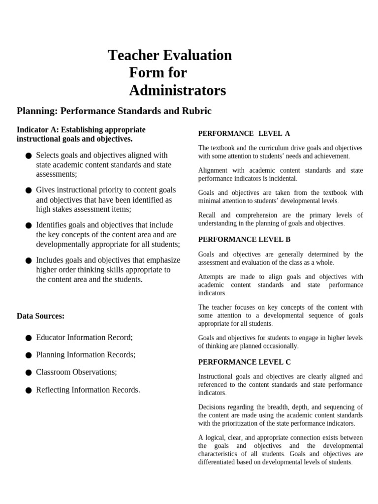 Main - Teacher Evaluation Form For Administrators | PDF | Educational ...