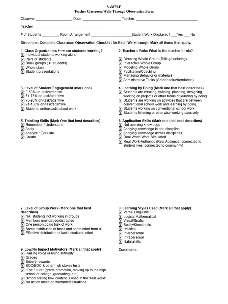 main_teacher-classroom-walk-through-observation-form-sample | PDF ...