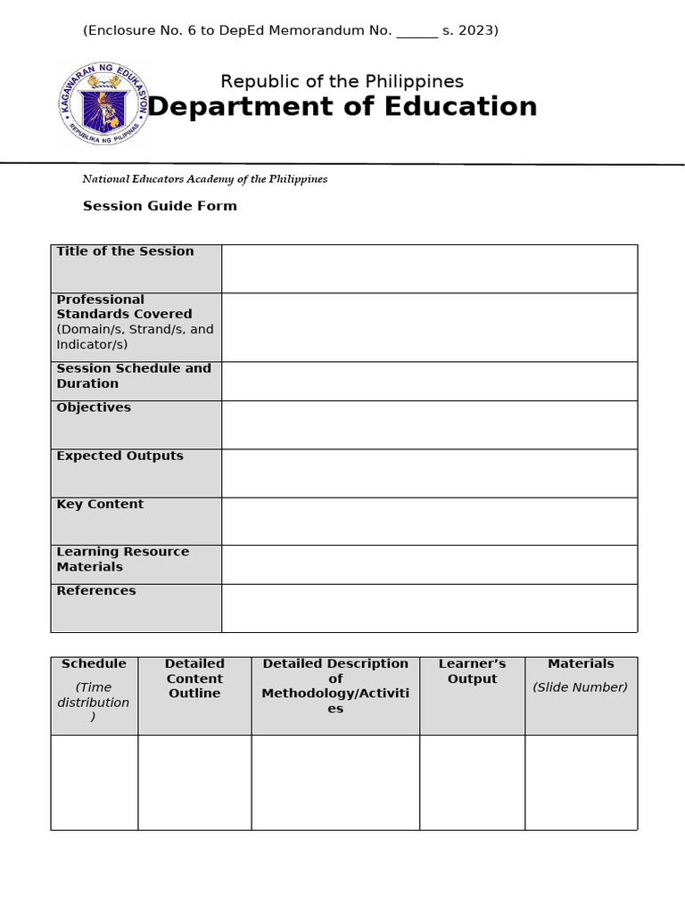 Enclosure No. 6 Session Guide Form | PDF | Career & Growth | Foreign ...