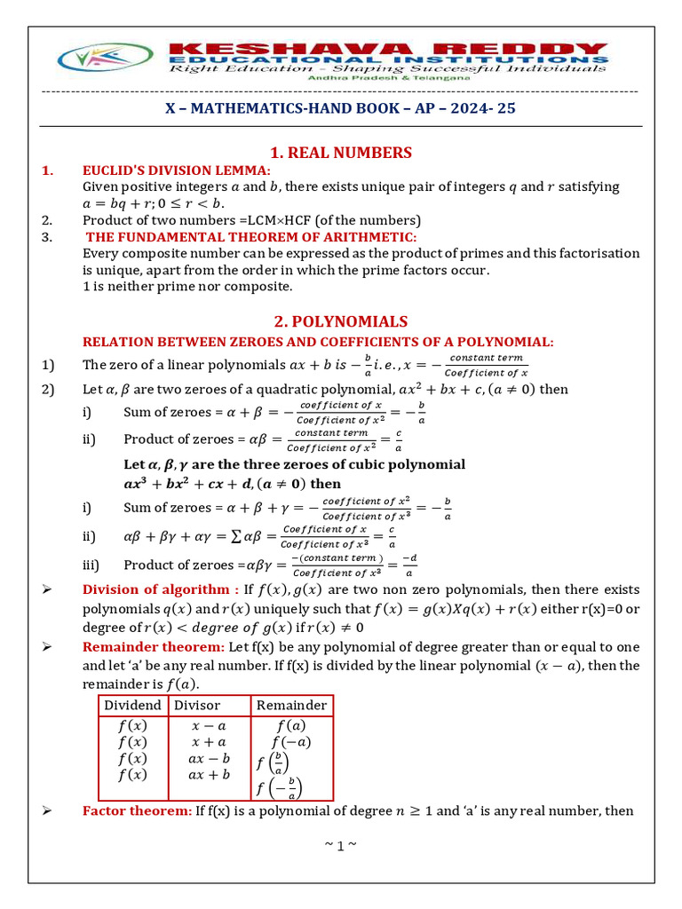 AP 2024-25 Mathematics Handbook | PDF | Mathematical Logic | Elementary ...