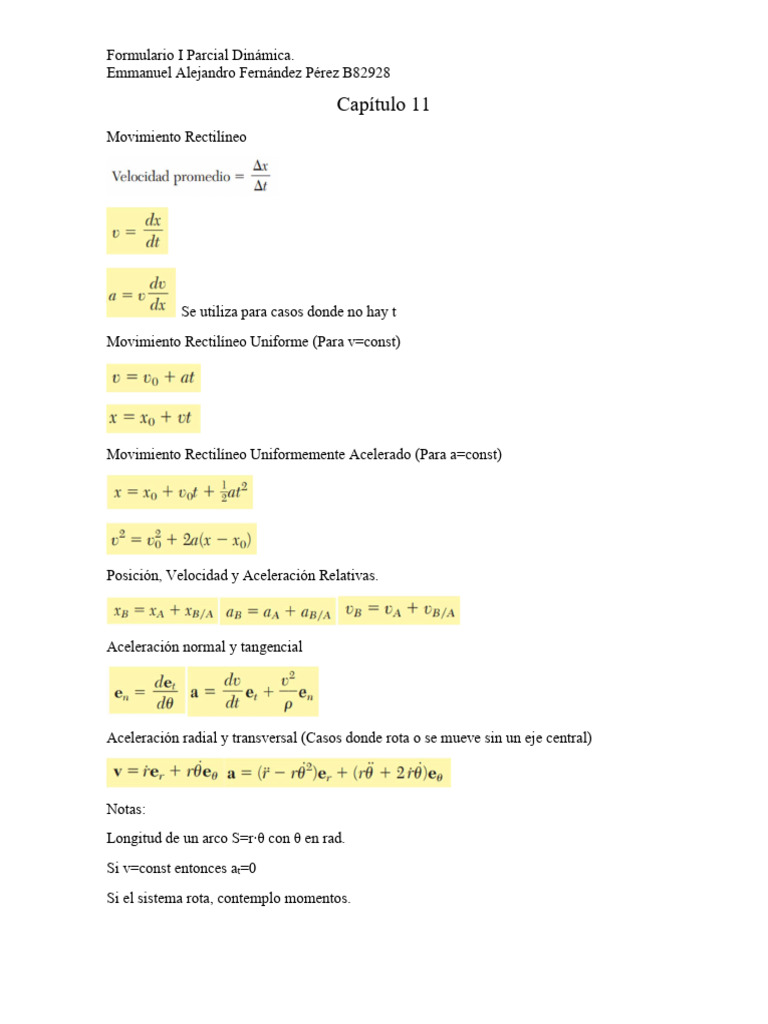 Formulario Cap 11-12-13 | PDF | Ciencia y matemáticas