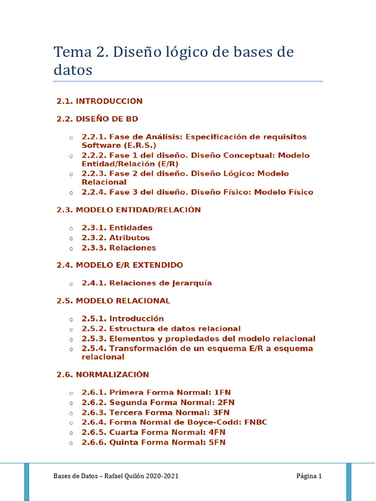 Tema 2 - Diseño Lógico de Bases de Datos | PDF | Base de datos ...