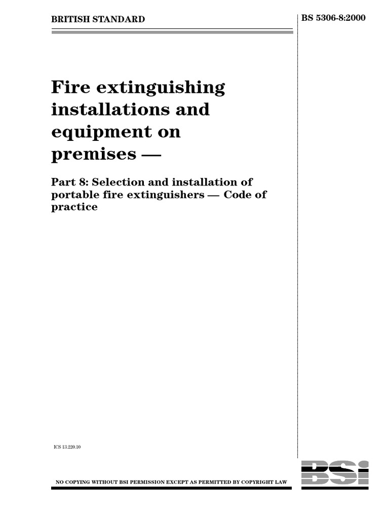 BS 5306-8 2000 Selection & Installation of Portable Fire Extinguisher | PDF | Fires