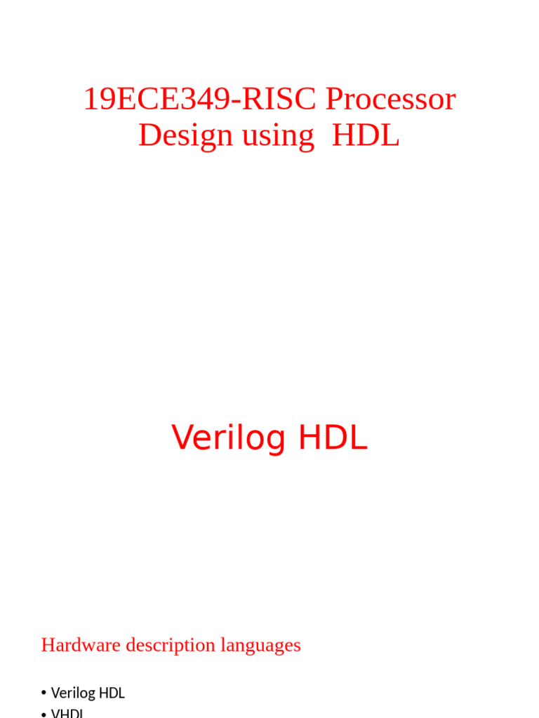 Lec-1 19ECE349-RISC Processor Design Using HDL-Verilog | PDF | Hardware Description Language ...