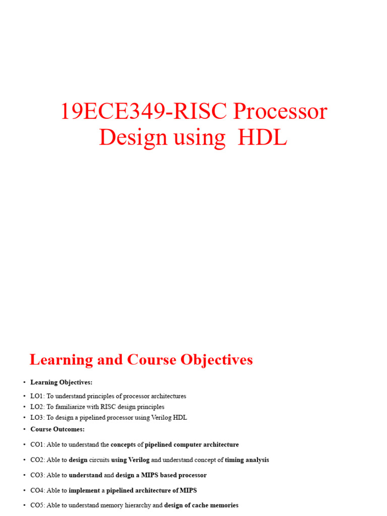 Lec-1-To-10 19ECE349-RISC Processor Design Using HDL | PDF | Central Processing Unit | Computer ...