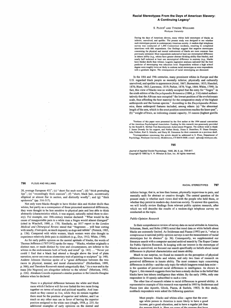 Stereotypes PDF | PDF | Stereotypes | Race (Human Categorization)