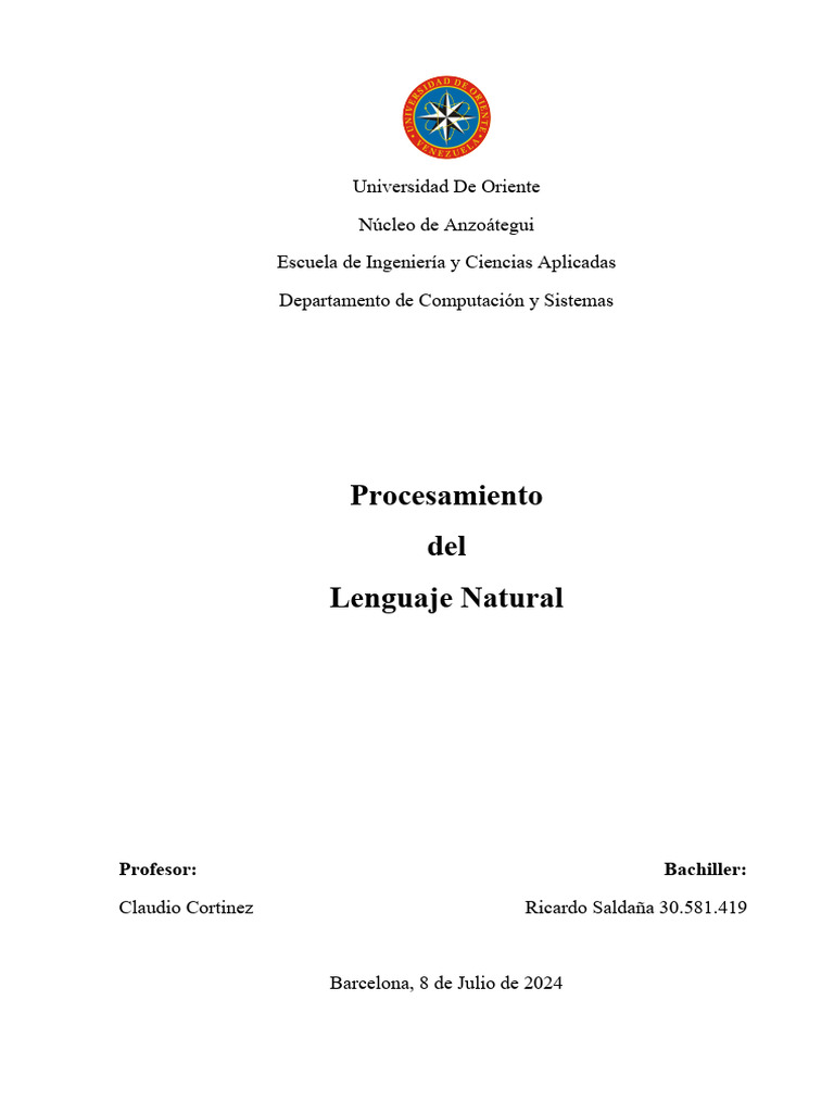 Procesamiento de Lenguaje Natural | PDF | Palabra | Inteligencia artificial