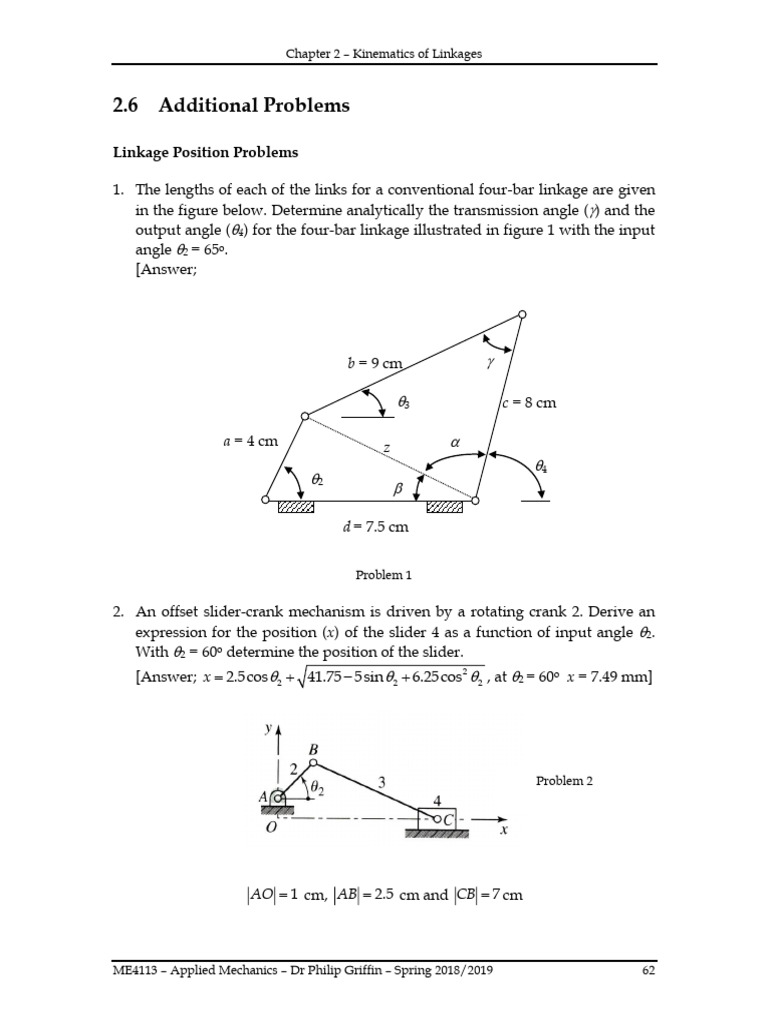 Velocity and Acceleration in Linkages | PDF | Kinematics | Gyroscope